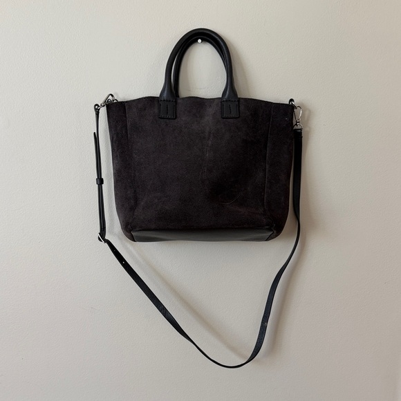 Theory | Bags | Theory Elegant Black Suede Leather Tote Bag With ...